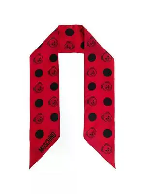 Moschino Polka-dot Teddy Silk Scarf - Red