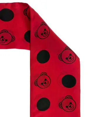 Moschino Polka-dot Teddy Silk Scarf - Red