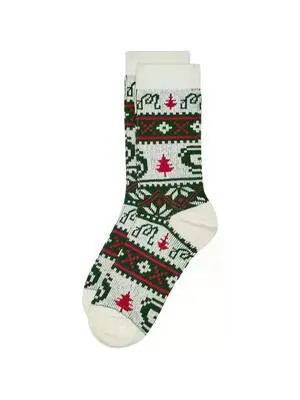 MALBON Fair Isle Pattern Socks - White