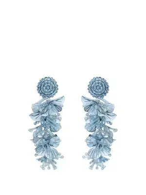 Oscar De La Renta Sequin-embellished Floral Drop Earrings - Blue