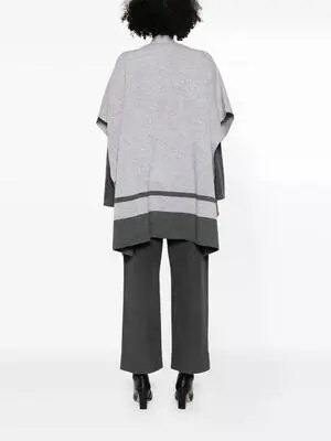 Max Mara Stripe Detail V-neck Cape - Grey