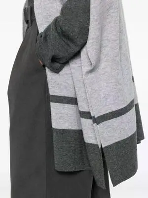 Max Mara Stripe Detail V-neck Cape - Grey