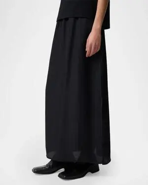 AKYN STUDIO Raya Gathered Full Length Skirt - Black