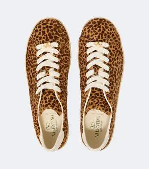 Valentino Garavani Royco Leopard-print Calf Hair Sneakers - Brown
