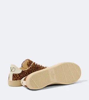 Valentino Garavani Royco Leopard-print Calf Hair Sneakers - Brown