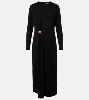 Vince Draped Wool-blend Midi Dress - Black