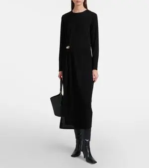 Vince Draped Wool-blend Midi Dress - Black