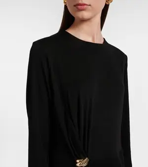 Vince Draped Wool-blend Midi Dress - Black