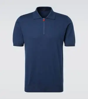 Kiton Cotton Half-zip Polo Shirt - Blue