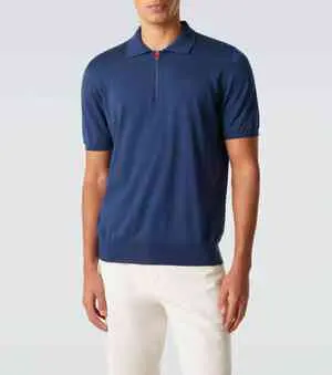 Kiton Cotton Half-zip Polo Shirt - Blue