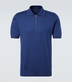 Kiton Cotton Half-zip Polo Shirt - Blue