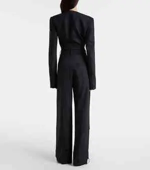 Khaite Linden Pinstripe High-rise Wide-leg Pants - Blue