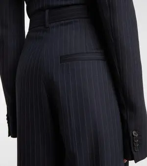 Khaite Linden Pinstripe High-rise Wide-leg Pants - Blue