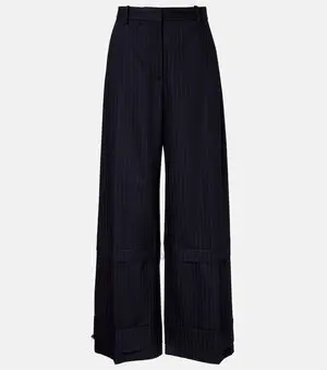 Khaite Linden Pinstripe High-rise Wide-leg Pants