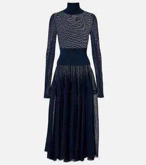 Alaïa Sheer Midi Dress - Blue