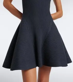 Alaïa Ribbed-knit Wool-blend Minidress - Grey