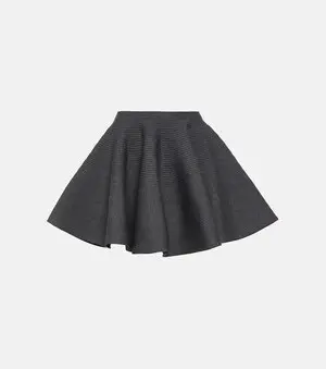 Alaïa Ribbed-knit Wool-blend Mini Skirt - Grey