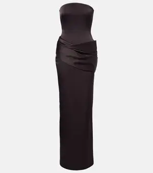 Alex Perry Draped Bustier Gown - Brown