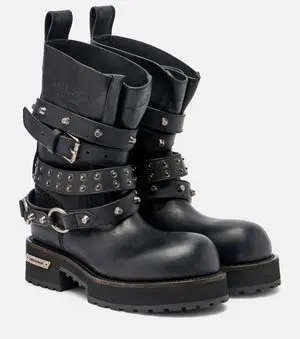 Balenciaga Venom City Leather Biker Boots - Black