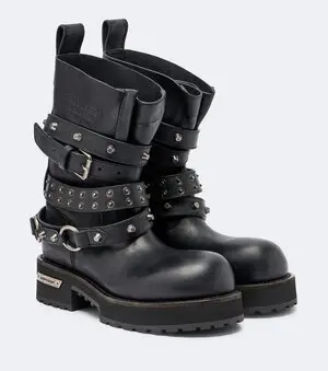 Balenciaga Venom City Leather Biker Boots - Black