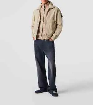 Stone Island Compass Cotton Zip-up Sweatshirt - Beige