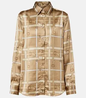 Burberry Emma Printed Satin Shirt - Beige