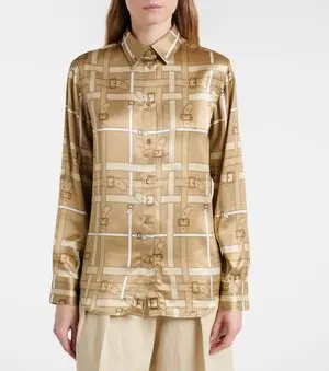 Burberry Emma Printed Satin Shirt - Beige