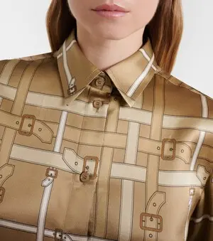 Burberry Emma Printed Satin Shirt - Beige