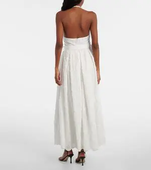 Elie Saab Embroidered Cotton-blend Midi Dress