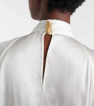 Balmain Draped Silk Satin Blouse - White