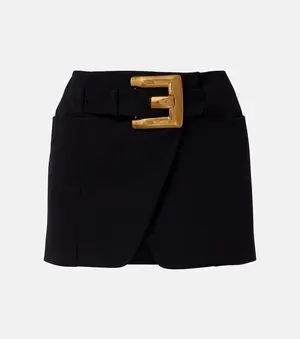 Balmain Virgin Wool Grain De Poudre Miniskirt - Black
