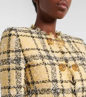 Balmain Cropped Sequined Tweed Jacket