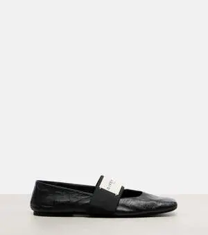 Givenchy Sliced Square Leather Ballet Flats - Black