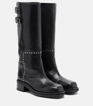 JIMMY CHOO Brooklyn Leather Biker Boots - Black