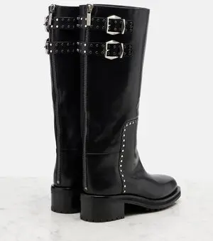 JIMMY CHOO Brooklyn Leather Biker Boots - Black