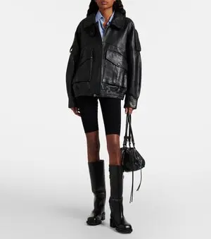 JIMMY CHOO Brooklyn Leather Biker Boots - Black
