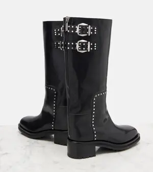 JIMMY CHOO Brooklyn Leather Biker Boots - Black