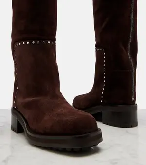 JIMMY CHOO Brooklyn 50 Studded Knee-high Boots - Brown
