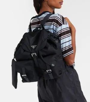 Prada Re-nylon And Leather-trimmed Backpack - Black