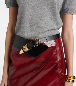 DEHANCHE Alcott Asymmetric Leather Belt - Black