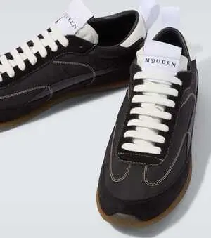 Alexander McQueen Suede-trimmed Leather Sneakers - Black