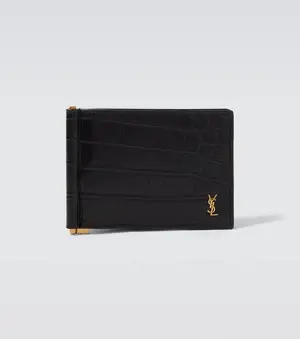 Saint Laurent Tiny Cassandre Croc-effect Leather Wallet