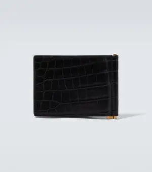 Saint Laurent Tiny Cassandre Croc-effect Leather Wallet