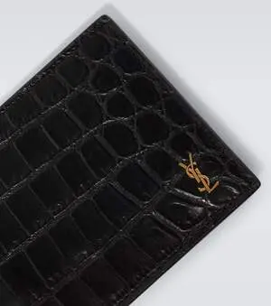 Saint Laurent Tiny Cassandre Croc-effect Leather Wallet