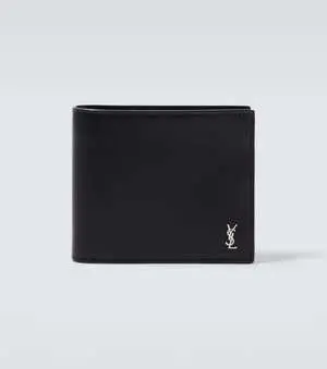 Saint Laurent Tiny Cassandre Leather Bi-fold Wallet - Black