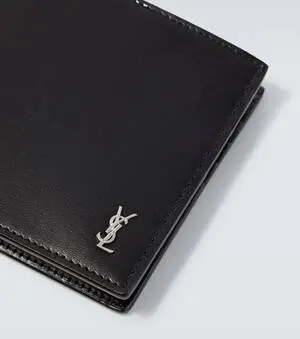 Saint Laurent Tiny Cassandre Leather Bi-fold Wallet