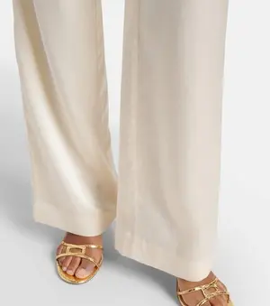 Rebecca Vallance Elise Silk Satin Flared Pants