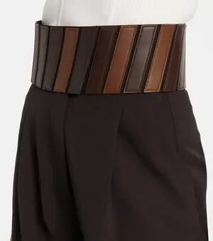 Alaïa Leather-trimmed Wool Straight Pants