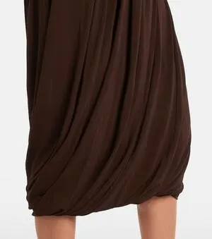 Alaïa Gathered Pleated Halterneck Midi Dress - Brown