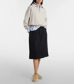 Prada Shearling-lined Suede Mules - Beige